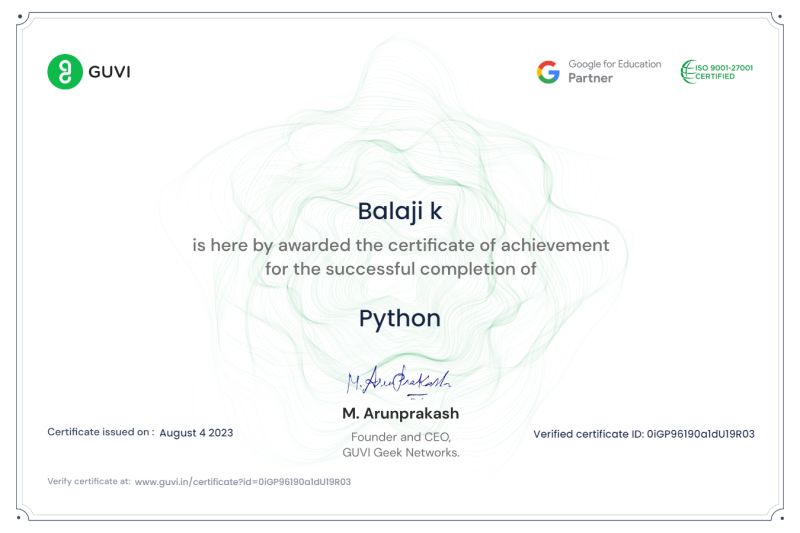 Balaji Balaji on LinkedIn: #python #programming #continuouslearning # ... Balaji Balaji on LinkedIn: #python #programming #continuouslearning # ...