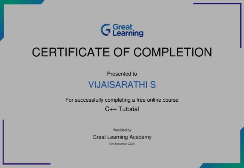 Vijaisarathi S on LinkedIn: #greatlearning #cplusplus #coding #learning ... Vijaisarathi S on LinkedIn: #greatlearning #cplusplus #coding #learning ...