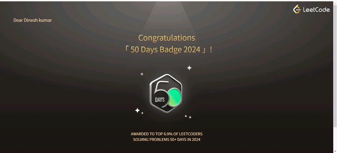 Dinesh Kumar on LinkedIn: #coding #leetcode #achievement #programming # ... Dinesh Kumar on LinkedIn: #coding #leetcode #achievement #programming # ...