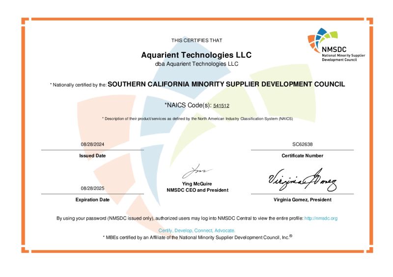 Aquarient Technologies on LinkedIn: #aquarienttechnologies #mbe #nmsdc ... Aquarient Technologies on LinkedIn: #aquarienttechnologies #mbe #nmsdc ...
