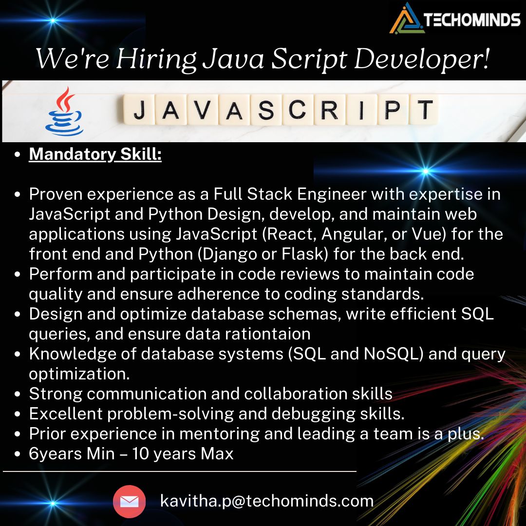TechoMinds Pvt Ltd on LinkedIn: #remote #hiring #javascript # ... TechoMinds Pvt Ltd on LinkedIn: #remote #hiring #javascript # ...