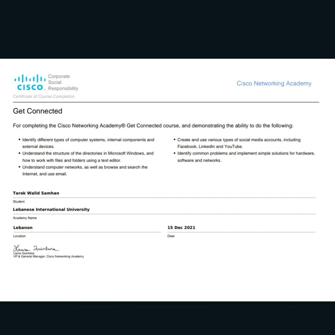 Tarek Semhan on LinkedIn: Cisco Networking Academy - Get Connected ... Tarek Semhan on LinkedIn: Cisco Networking Academy - Get Connected ...