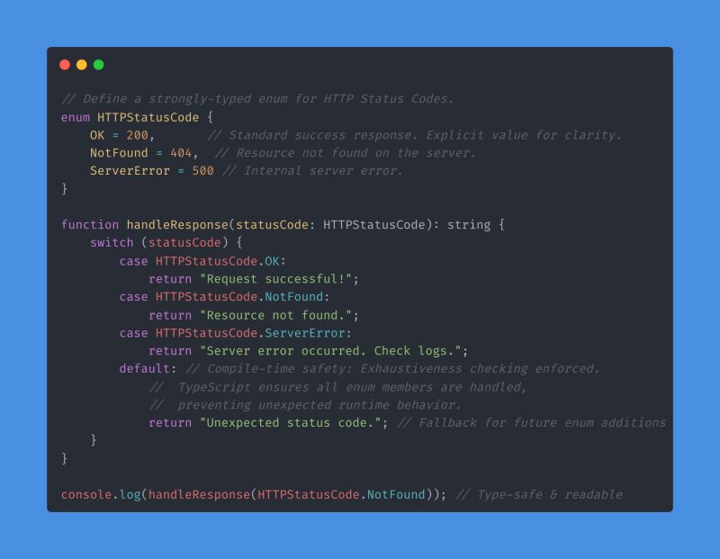 ⚡️ Leverage TypeScript Enums! ⚡️ Type safety++ 🏷️ Nominal typing ⚙️ ... ⚡️ Leverage TypeScript Enums! ⚡️ Type safety++ 🏷️ Nominal typing ⚙️ ...
