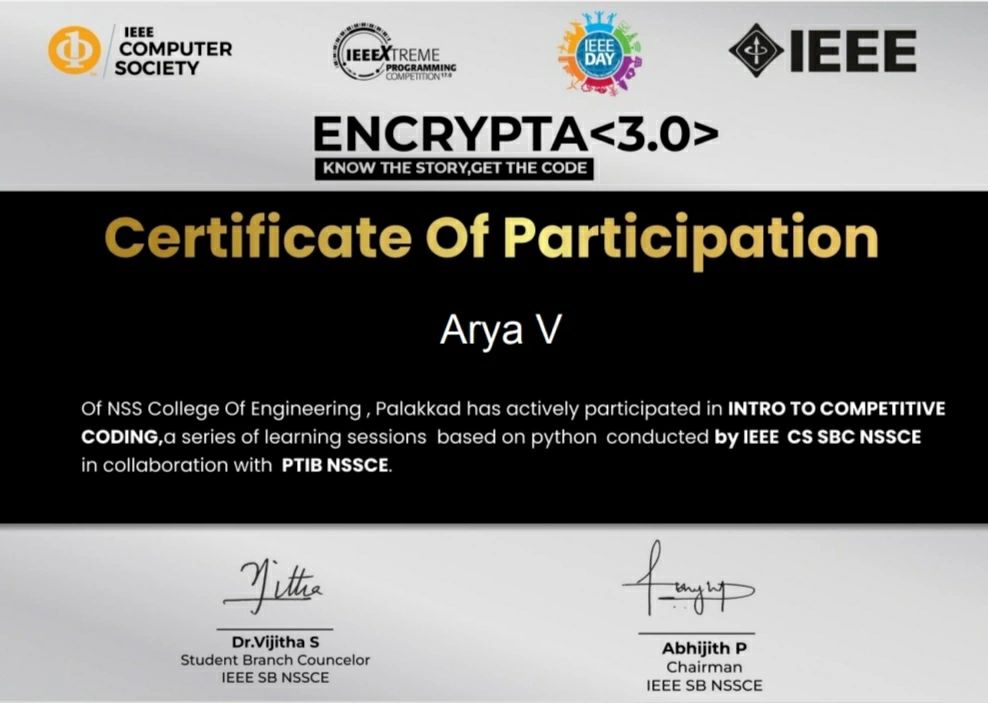 Arya V on LinkedIn: #competitivecoding #python #ieeecssbcnssce # ... Arya V on LinkedIn: #competitivecoding #python #ieeecssbcnssce # ...