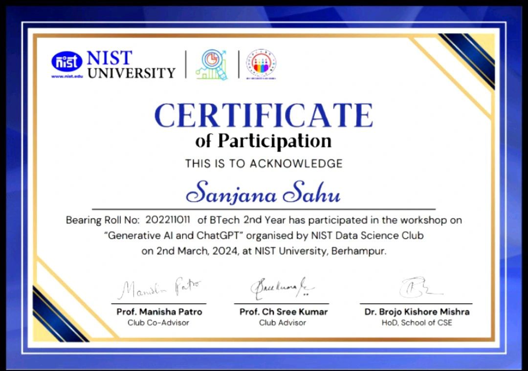 Sanjana Sahu on LinkedIn: #connections #datascienceclub #nistuniversity Sanjana Sahu on LinkedIn: #connections #datascienceclub #nistuniversity