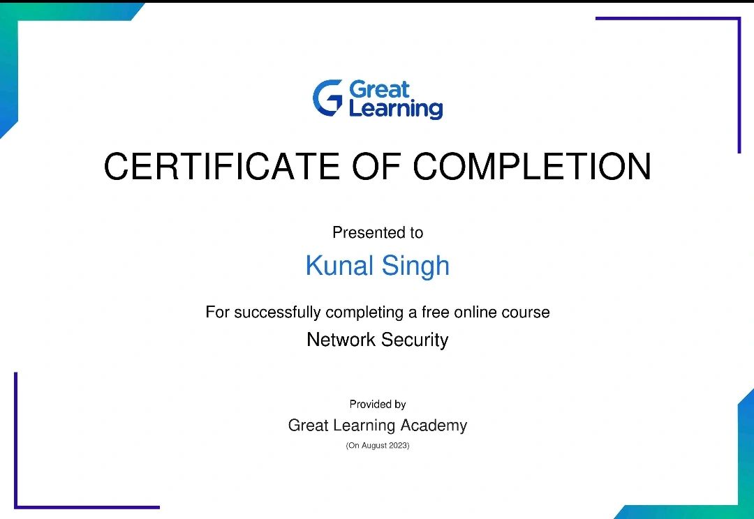 Kunal Singh on LinkedIn: #networksecurity #certification #greatlearning Kunal Singh on LinkedIn: #networksecurity #certification #greatlearning