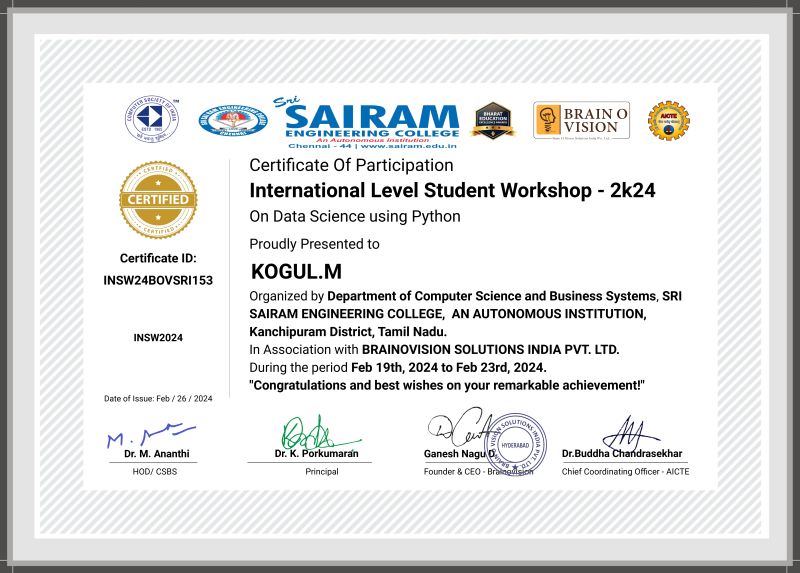 KOGUL .M on LinkedIn: #datascience #python #workshopexperience # ... KOGUL .M on LinkedIn: #datascience #python #workshopexperience # ...