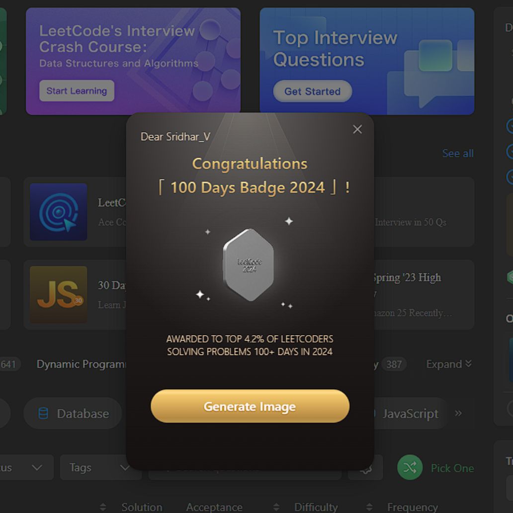 Sridhar Vedappan on LinkedIn: #diwali2024 #100daysofleetcode # ... Sridhar Vedappan on LinkedIn: #diwali2024 #100daysofleetcode # ...