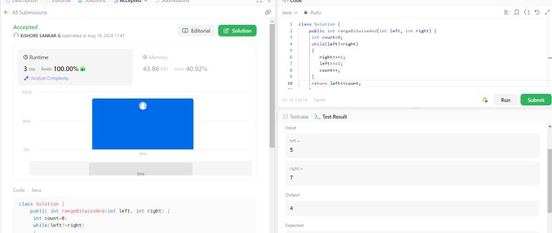 Today I solved a bitwise And of numbers range problem using java in ... Today I solved a bitwise And of numbers range problem using java in ...