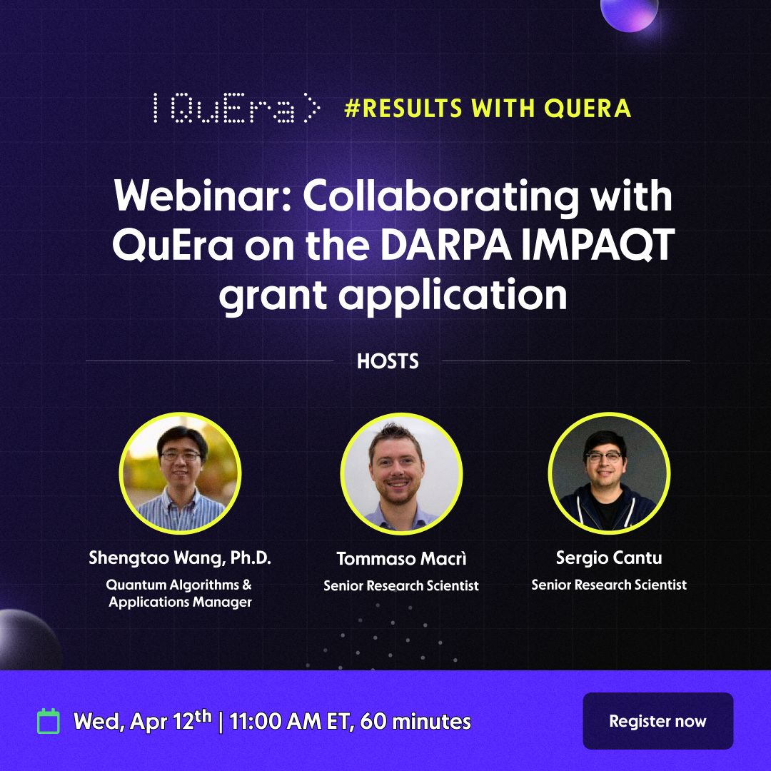QuEra Computing Inc. on LinkedIn: DARPA launched the IMPAQT program for ... QuEra Computing Inc. on LinkedIn: DARPA launched the IMPAQT program for ...