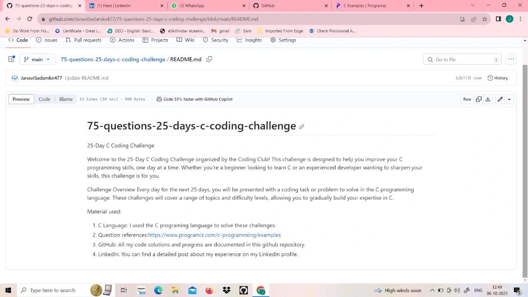 Janavi Sadmake on LinkedIn: #cprogramming #codingchallenge #learnc # ... Janavi Sadmake on LinkedIn: #cprogramming #codingchallenge #learnc # ...