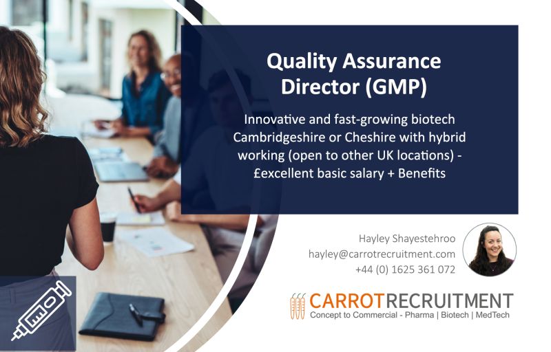 NEW ROLE: Quality Assurance Director (GMP) – Innovative and fast ... NEW ROLE: Quality Assurance Director (GMP) – Innovative and fast ...