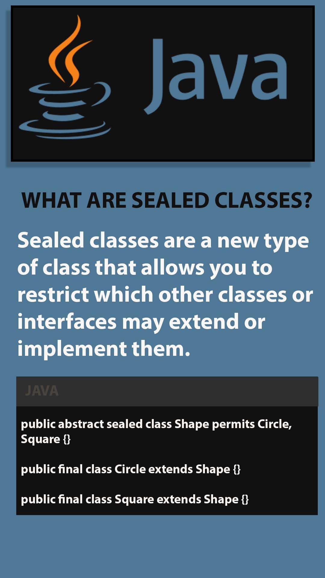 Kyrylo Skumatov on LinkedIn: Exploring Sealed Classes in Java! 🚀 What ... Kyrylo Skumatov on LinkedIn: Exploring Sealed Classes in Java! 🚀 What ...
