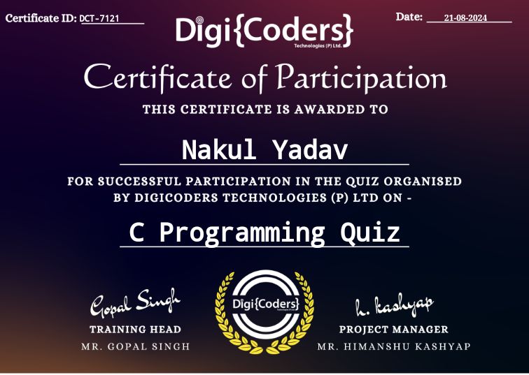 Nakul Yadav on LinkedIn: #digicoders #c #coders Nakul Yadav on LinkedIn: #digicoders #c #coders