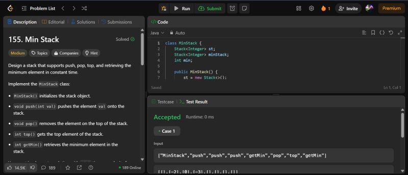 #leetcode #java #dsa #problemsolving #minstack #stack #100daysofcode ... #leetcode #java #dsa #problemsolving #minstack #stack #100daysofcode ...
