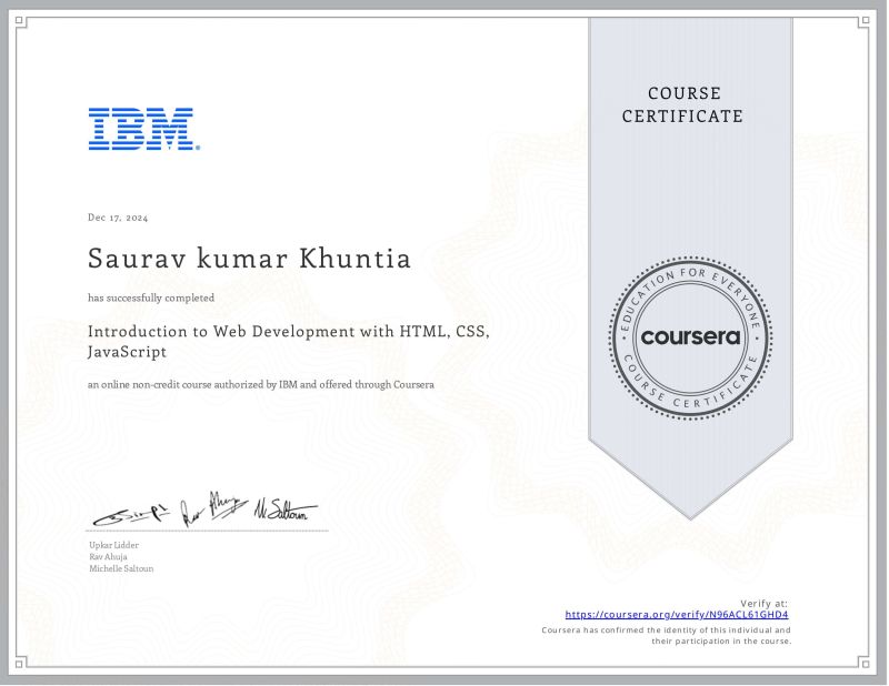 Saurav Khuntia on LinkedIn: #ibm #coursera #ibm #coursera #webdevelopmant Saurav Khuntia on LinkedIn: #ibm #coursera #ibm #coursera #webdevelopmant