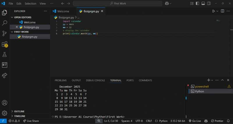 Zain Khan on LinkedIn: #python #codingjourney #firstprogram Zain Khan on LinkedIn: #python #codingjourney #firstprogram