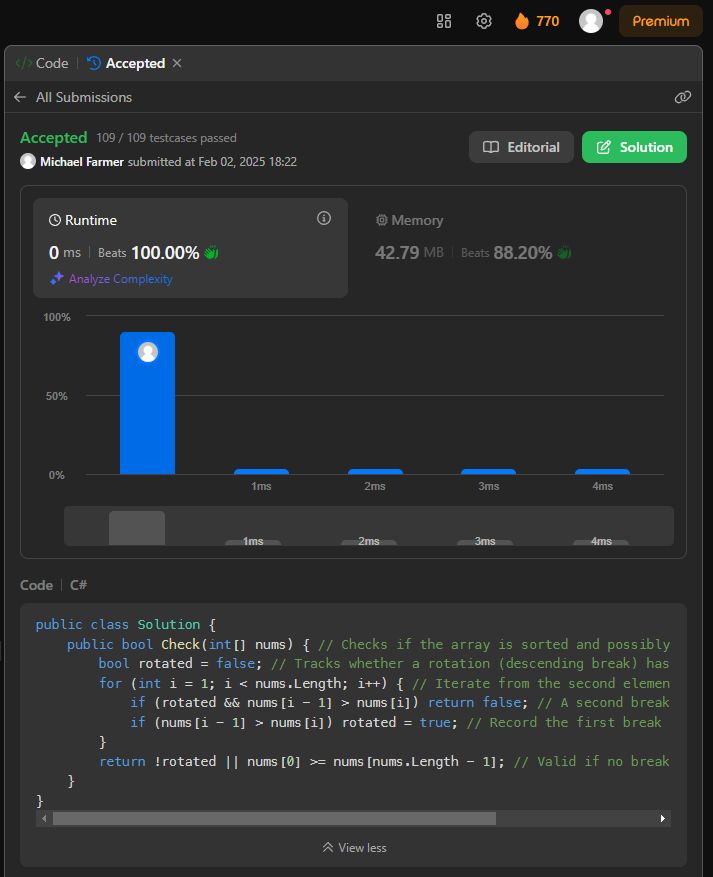 Michael Farmer on LinkedIn: Day 770 of Daily LeetCode | 1752. Check if ... Michael Farmer on LinkedIn: Day 770 of Daily LeetCode | 1752. Check if ...