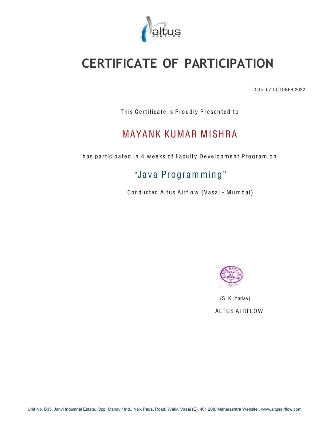 Mayank Mishra on LinkedIn: I have successfully completed my Java ... Mayank Mishra on LinkedIn: I have successfully completed my Java ...