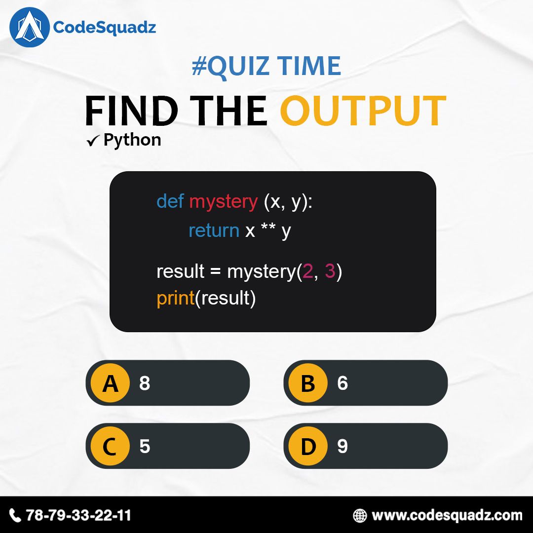 Join our Python quiz and evaluate your programming skills. | CodeSquadz ... Join our Python quiz and evaluate your programming skills. | CodeSquadz ...