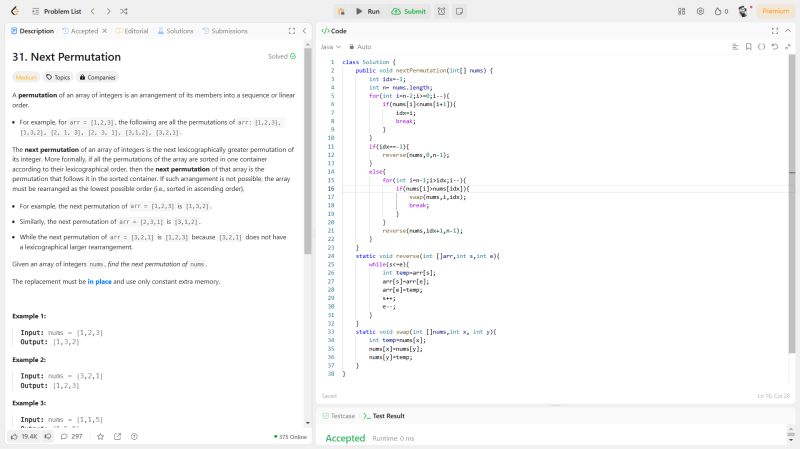 #100daysofcode #100daysofcode #leetcode #day6 #nextpermutation… | RAJ VERMA #100daysofcode #100daysofcode #leetcode #day6 #nextpermutation… | RAJ VERMA