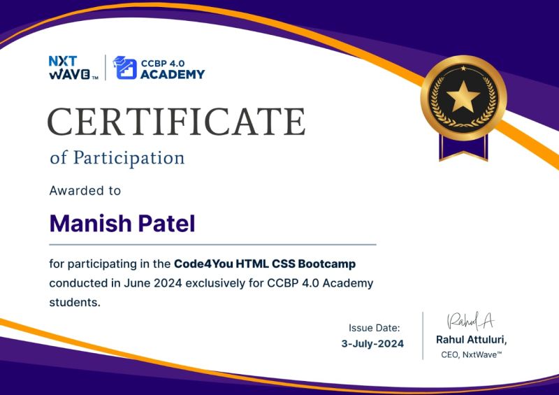 Manish Patel on LinkedIn: #nxtwave #ccbpian #website #html #css # ... Manish Patel on LinkedIn: #nxtwave #ccbpian #website #html #css # ...