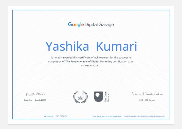 Yashika Kumari on LinkedIn: This is the certificate of completion of ... Yashika Kumari on LinkedIn: This is the certificate of completion of ...