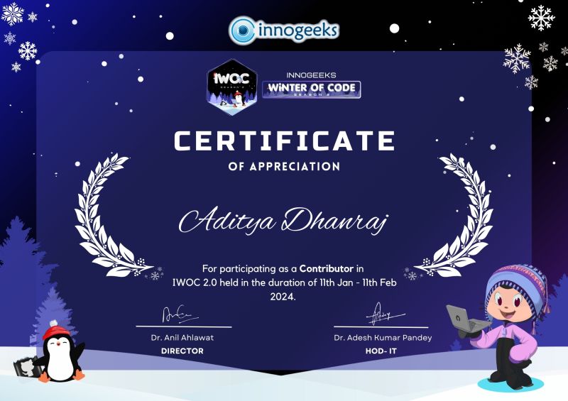 Aditya Dhanraj on LinkedIn: #iwoc2024 #opensource #webdev Aditya Dhanraj on LinkedIn: #iwoc2024 #opensource #webdev