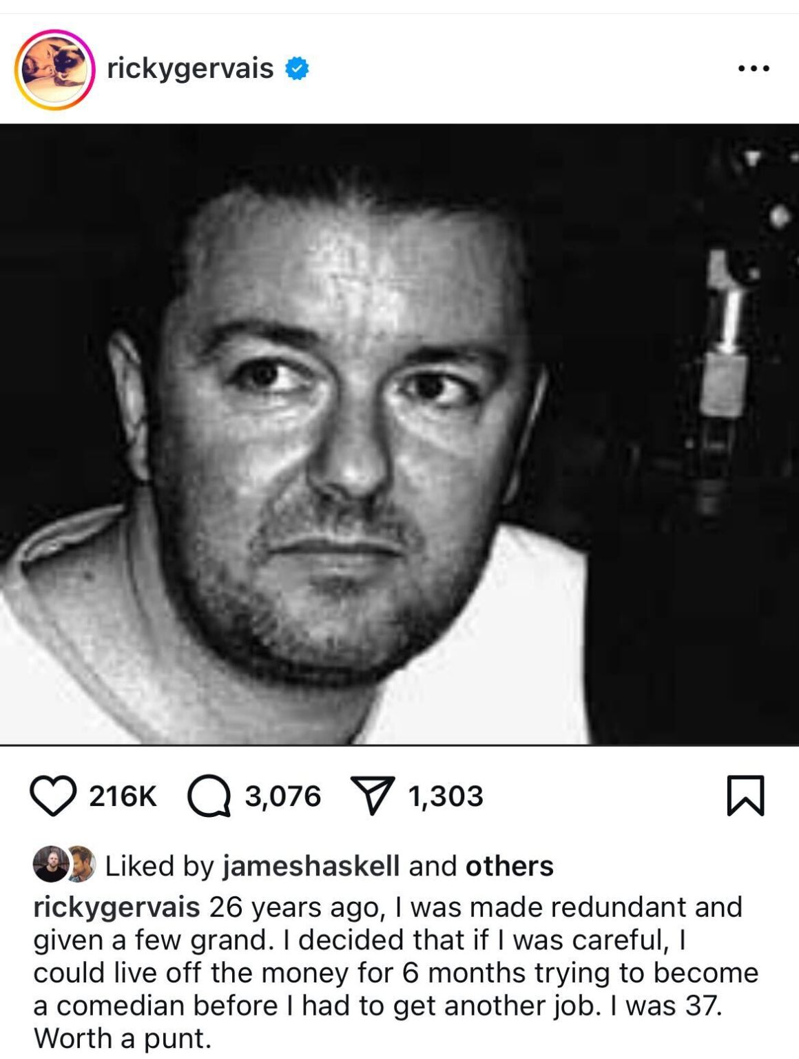 Liam Waite on LinkedIn: Saw this post from Ricky Gervais whilst ... Liam Waite on LinkedIn: Saw this post from Ricky Gervais whilst ...