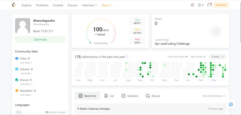 #leetcode #codingchallenges #100problemssolved #keeplearning | Dhanush ... #leetcode #codingchallenges #100problemssolved #keeplearning | Dhanush ...