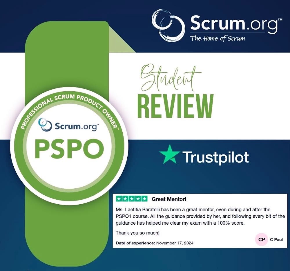 Laetitia Baratelli 🌪️ on LinkedIn: #pspo #pspoi #agile #scrum #productowner Laetitia Baratelli 🌪️ on LinkedIn: #pspo #pspoi #agile #scrum #productowner