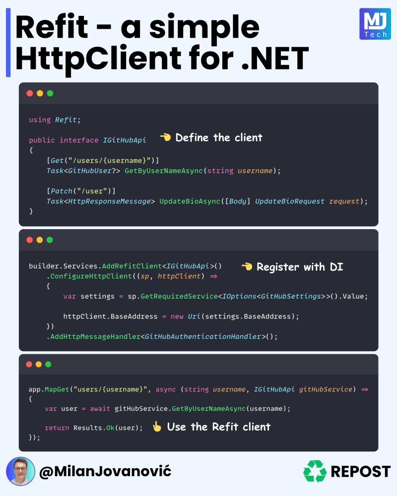 The easiest way to send HTTP requests in .NET is using an HttpClient ... The easiest way to send HTTP requests in .NET is using an HttpClient ...
