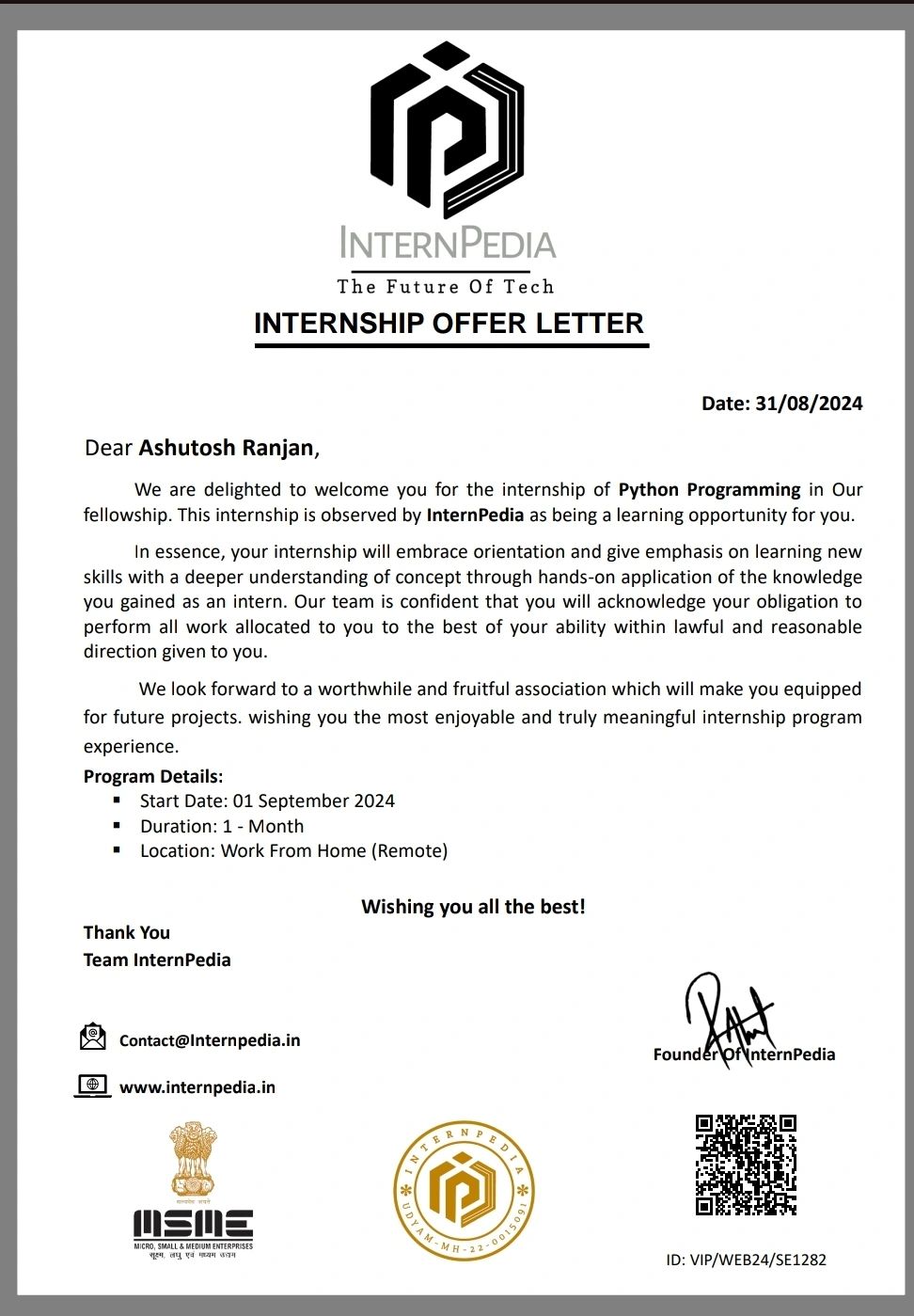 Ashutosh Ranjan on LinkedIn: #interpedia #internship #pythonprogramming ... Ashutosh Ranjan on LinkedIn: #interpedia #internship #pythonprogramming ...