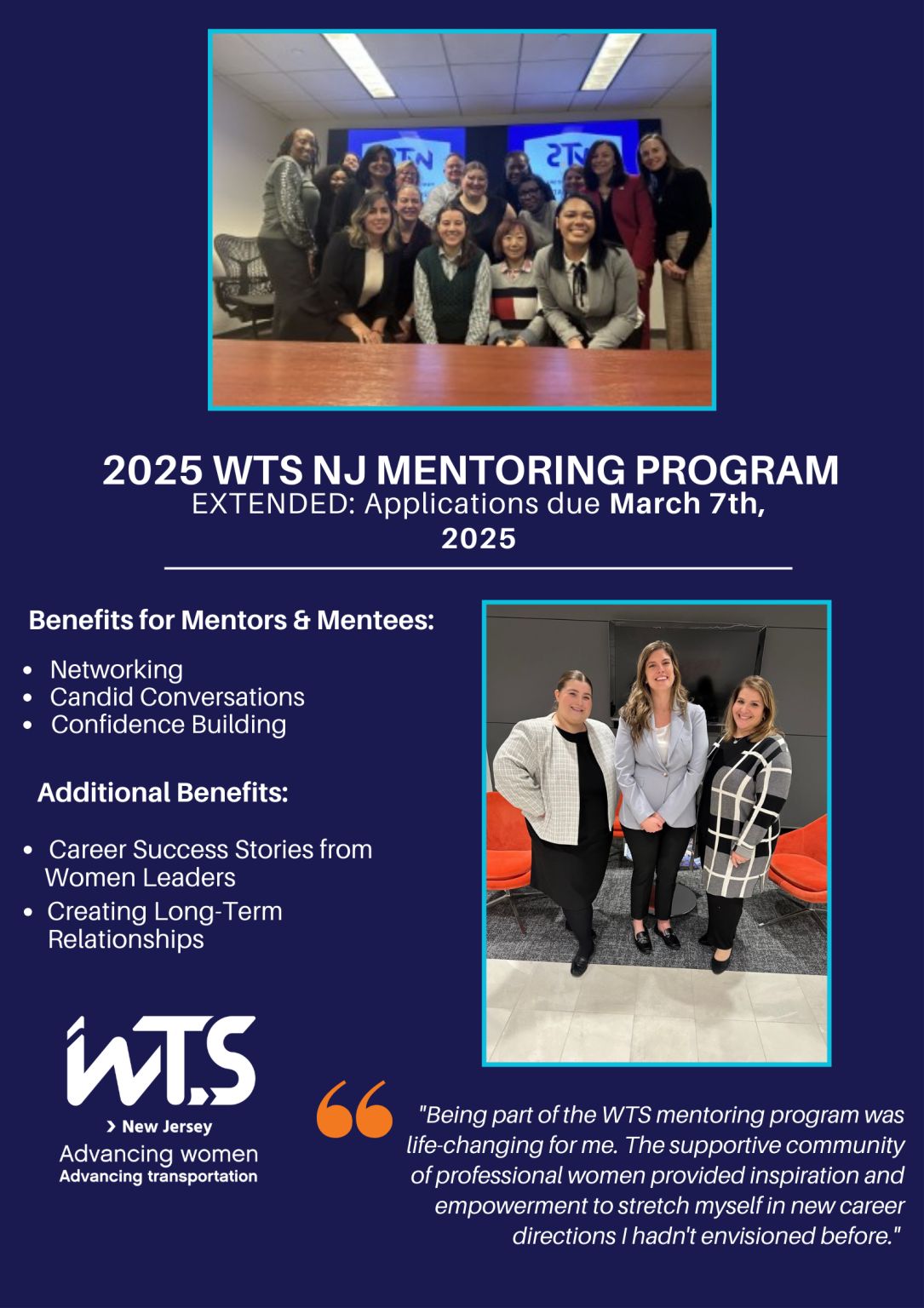 REMINDER: 2025 WTS NJ MENTORING PROGRAM EXTENDED: Applications Due by ... REMINDER: 2025 WTS NJ MENTORING PROGRAM EXTENDED: Applications Due by ...