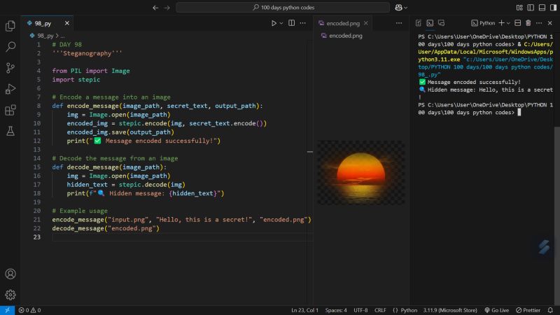 #100daysofpython #python #steganography #cybersecurity #100daysofcode ... #100daysofpython #python #steganography #cybersecurity #100daysofcode ...