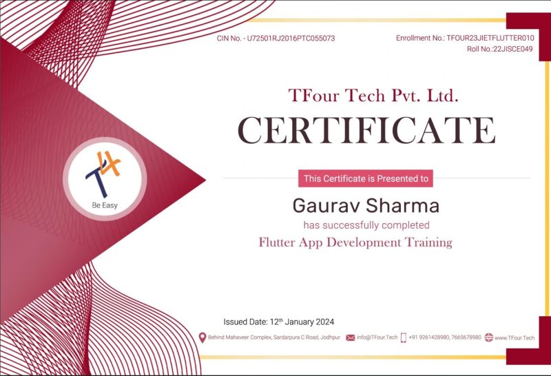 GAURAV KUMAR SHARMA on LinkedIn: #tfourtech #flutterdeveloper GAURAV KUMAR SHARMA on LinkedIn: #tfourtech #flutterdeveloper