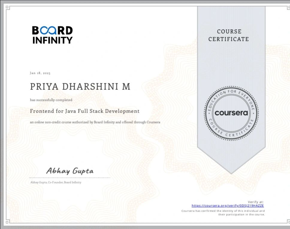 Priya Dharshini.M on LinkedIn: #learningneverstops #frontenddevelopment ... Priya Dharshini.M on LinkedIn: #learningneverstops #frontenddevelopment ...