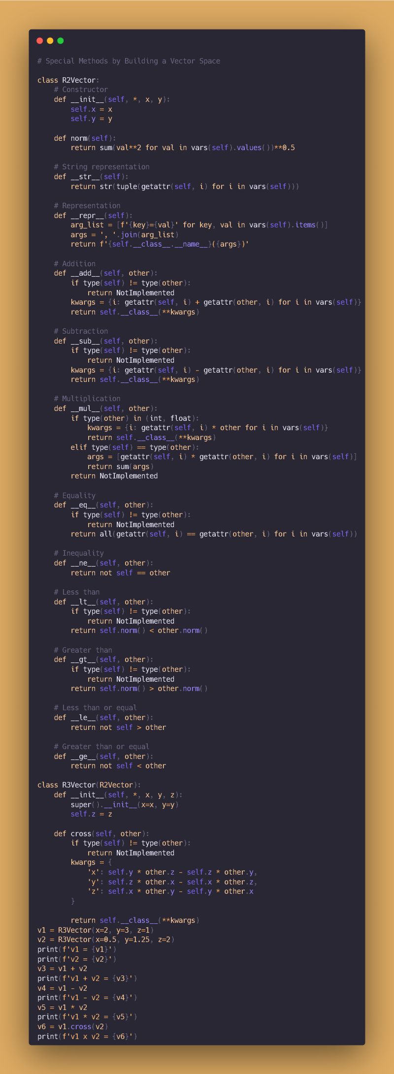 #python #oop #specialmethods #vectorspace #operatoroverloading # ... #python #oop #specialmethods #vectorspace #operatoroverloading # ...