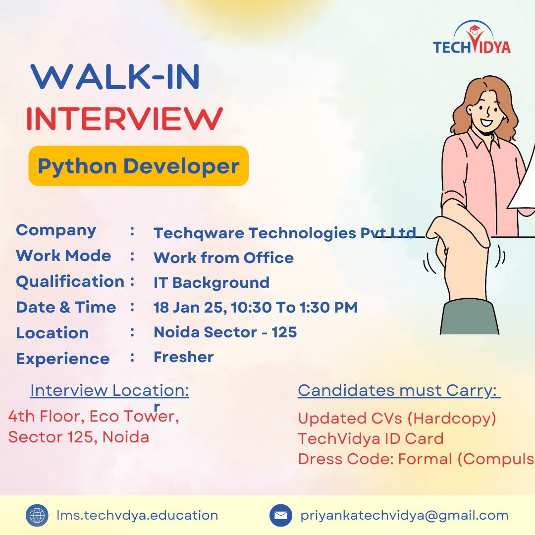 Techvidya Career Private Limited on LinkedIn: #python #pythondeveloper ... Techvidya Career Private Limited on LinkedIn: #python #pythondeveloper ...