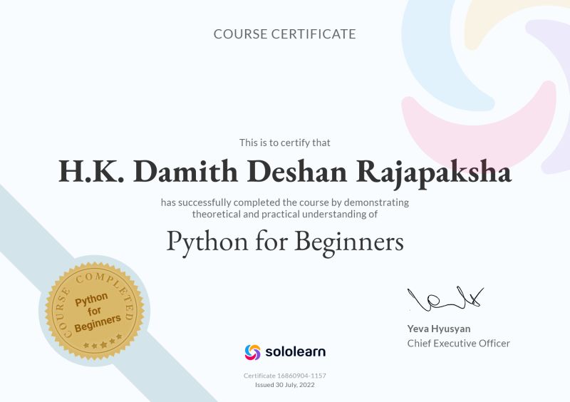 H.K. Damith Deshan on LinkedIn: #sololearn #python H.K. Damith Deshan on LinkedIn: #sololearn #python