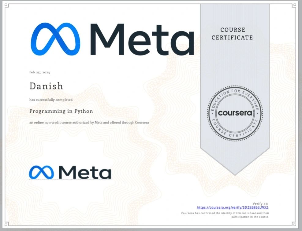 Danish Rajput on LinkedIn: #python #programming #certification # ... Danish Rajput on LinkedIn: #python #programming #certification # ...