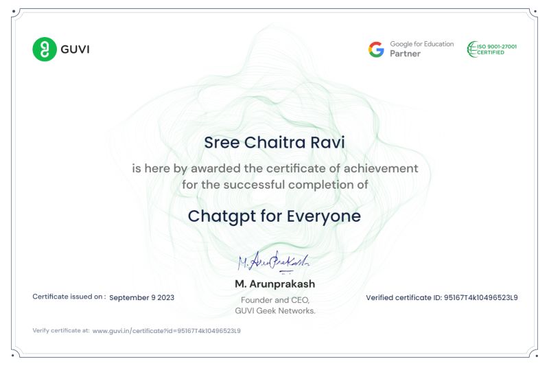 Sree Chaitra Ravi on LinkedIn: #guvi #chatgpt #ai #unleashthefuture Sree Chaitra Ravi on LinkedIn: #guvi #chatgpt #ai #unleashthefuture