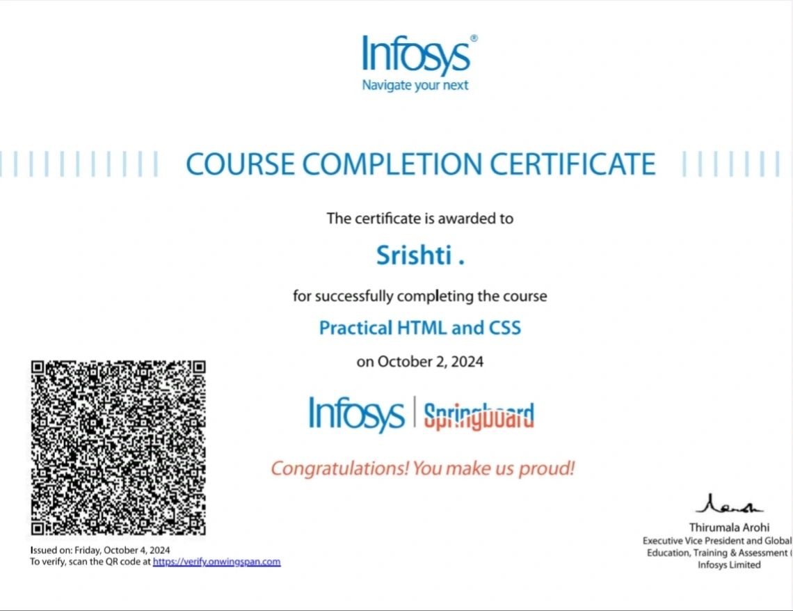 Srishti goel on LinkedIn: #infosysspringboard #html #css # ... Srishti goel on LinkedIn: #infosysspringboard #html #css # ...