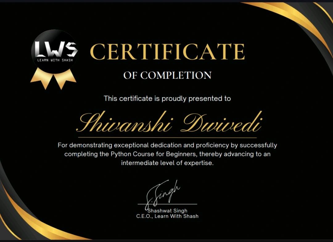 Shivanshi Dwivedi on LinkedIn: #python #coding #programming Shivanshi Dwivedi on LinkedIn: #python #coding #programming