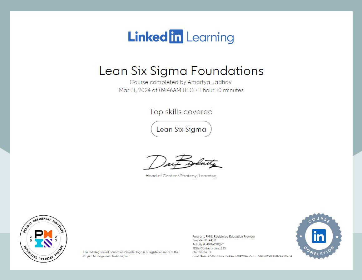 Amartya Jadhav on LinkedIn: ♻ Just completed my Lean Six Sigma course ... Amartya Jadhav on LinkedIn: ♻ Just completed my Lean Six Sigma course ...