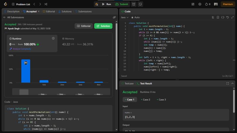 #100daysofcode #day58 #leetcode #java #nextpermutation #arrays #greedy ... #100daysofcode #day58 #leetcode #java #nextpermutation #arrays #greedy ...