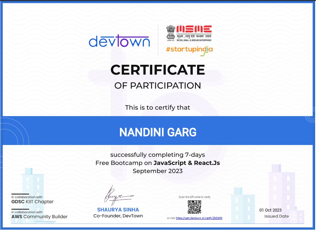 Nandini Garg on LinkedIn: #javascript #reactjs #bootcamp #development # ... Nandini Garg on LinkedIn: #javascript #reactjs #bootcamp #development # ...