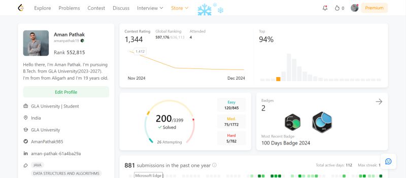 Aman Pathak on LinkedIn: #leetcode #codingmilestone #dsa # ... Aman Pathak on LinkedIn: #leetcode #codingmilestone #dsa # ...