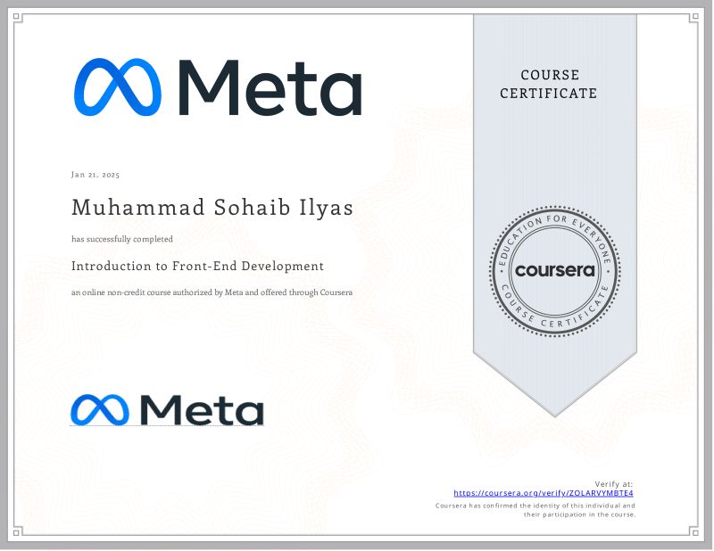I’ve completed the Meta Front-End Development course, gaining strong ... I’ve completed the Meta Front-End Development course, gaining strong ...
