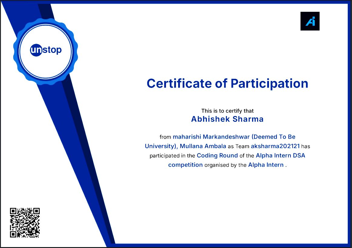 Abhishek Sharma on LinkedIn: #alphainterndsa #coding #dsa #alphaintern ... Abhishek Sharma on LinkedIn: #alphainterndsa #coding #dsa #alphaintern ...